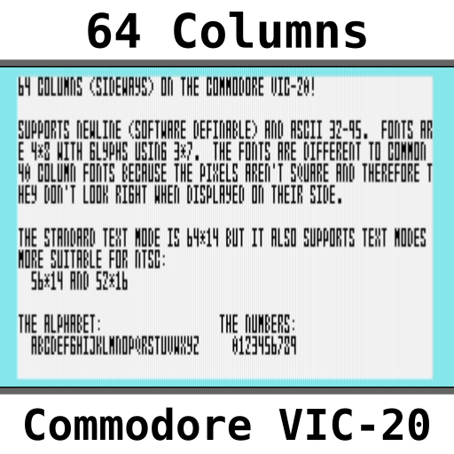 64 Column Text Mode on the Commodore VIC-20